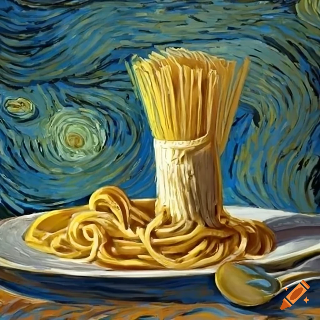 Van gogh inspired painting of italian pasta dish on Craiyon