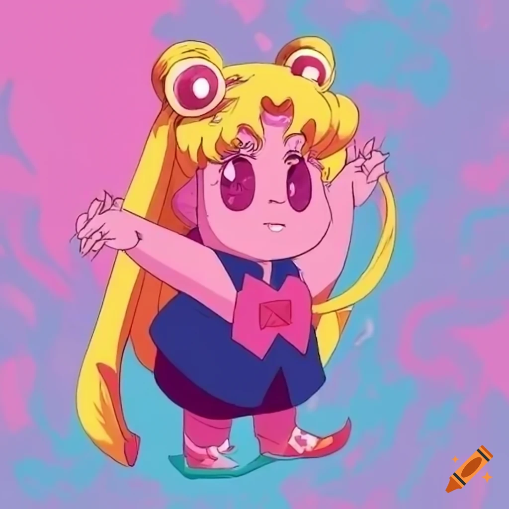 Colourful fan art of sailor moon in the style of steven universe on Craiyon