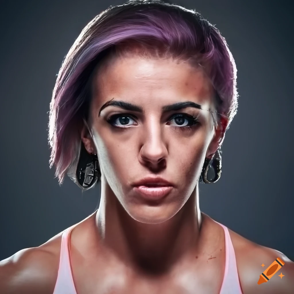 Close Up Portrait Of Ufc Fighter Tessa Blanchard With Short Pink Hair On Craiyon