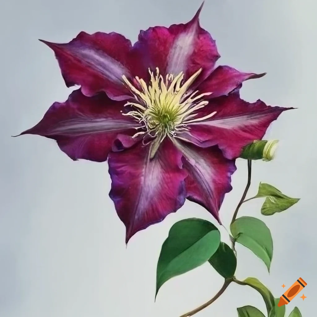 Detailed drawing of clematis on white backdrop on Craiyon