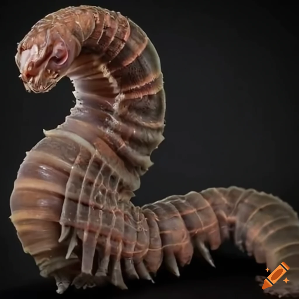Armored worm monster inspired by tremors on Craiyon
