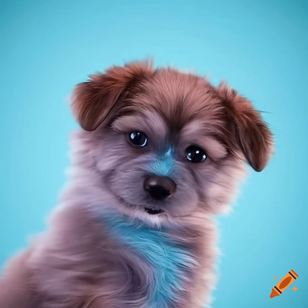 Cute baby dog with light blue fluffy fur on Craiyon