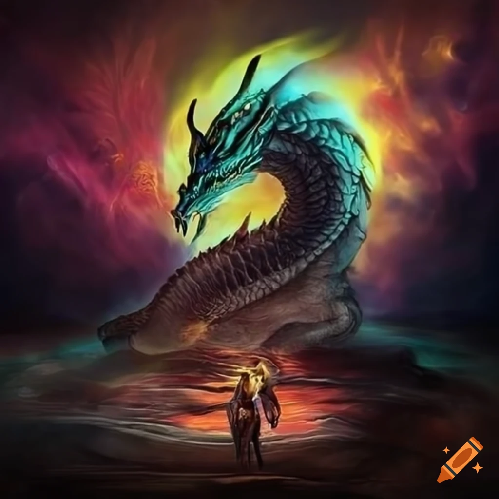 Artwork of a powerful dragon with mystical energy on Craiyon