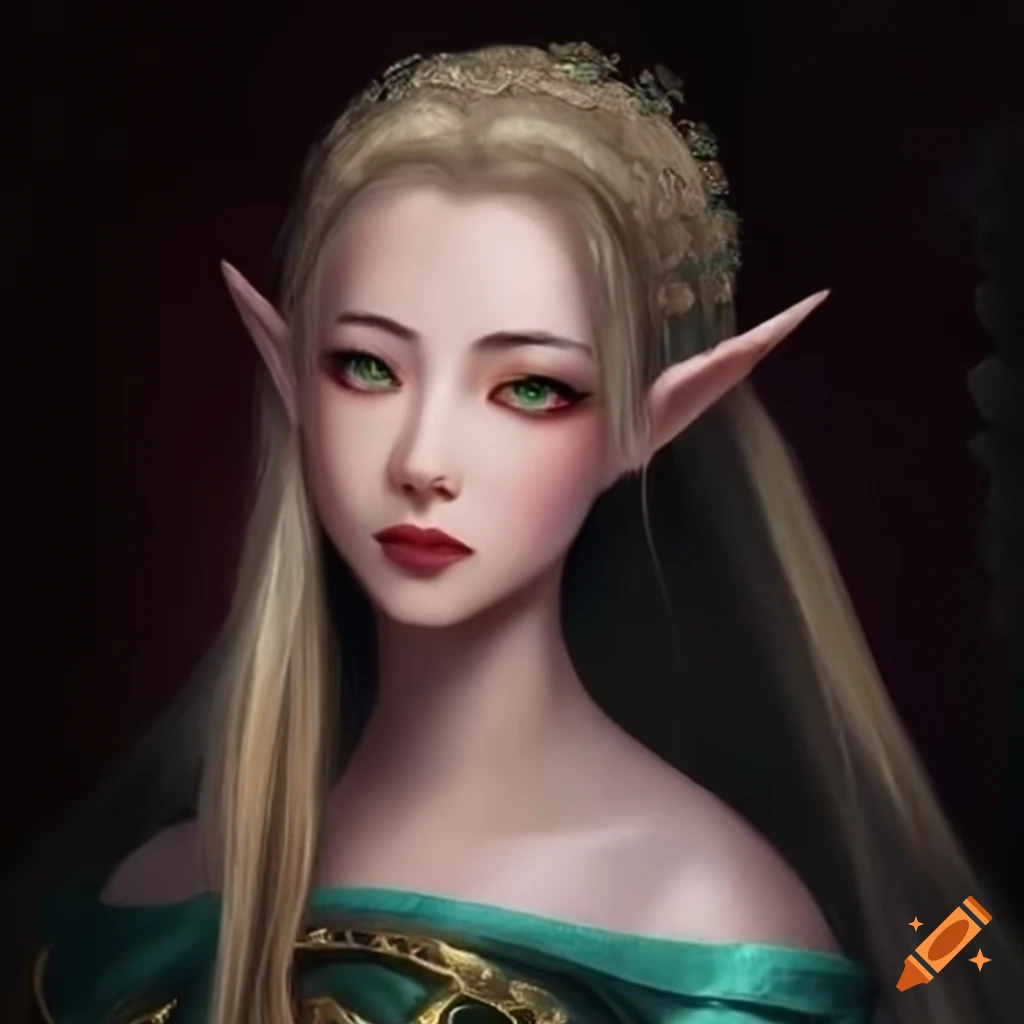 Portrait of a blond female elf in chinese noble woman's clothing on Craiyon