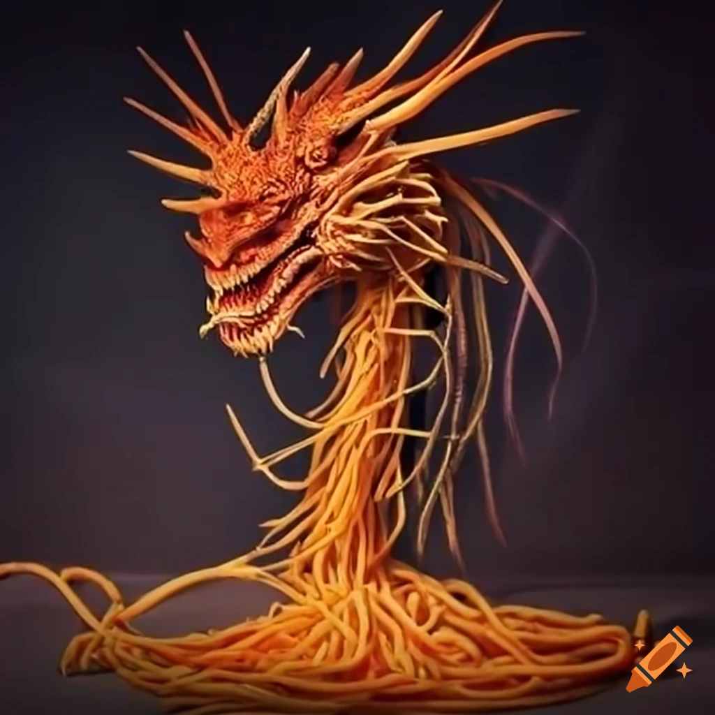 Spaghetti dragon artwork on Craiyon