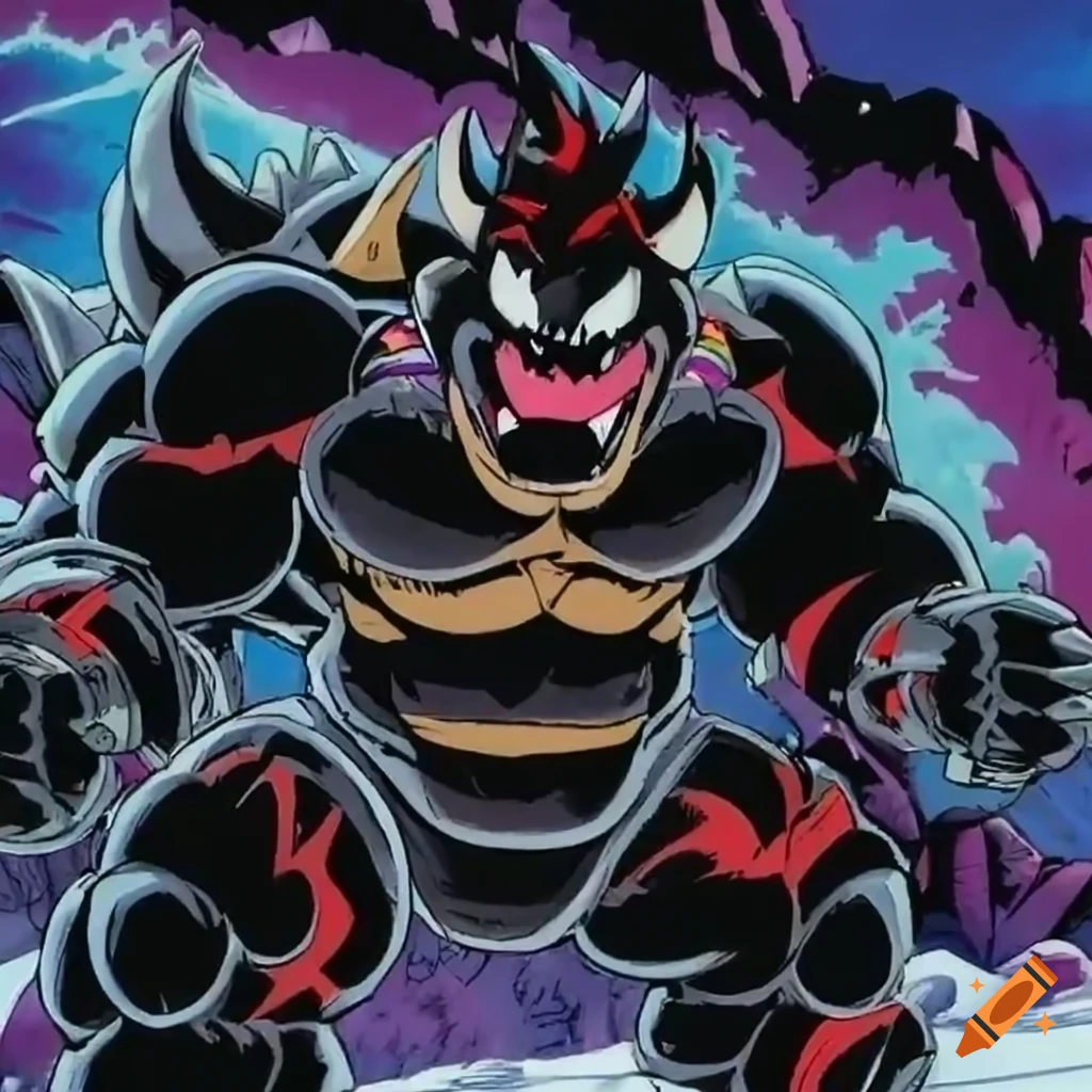 Dark and muscular Bowser from the 80-90's anime on Craiyon