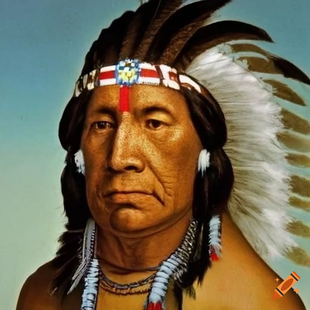 Portrait of opechancanough, paramount chief of the powhatan tribe on ...