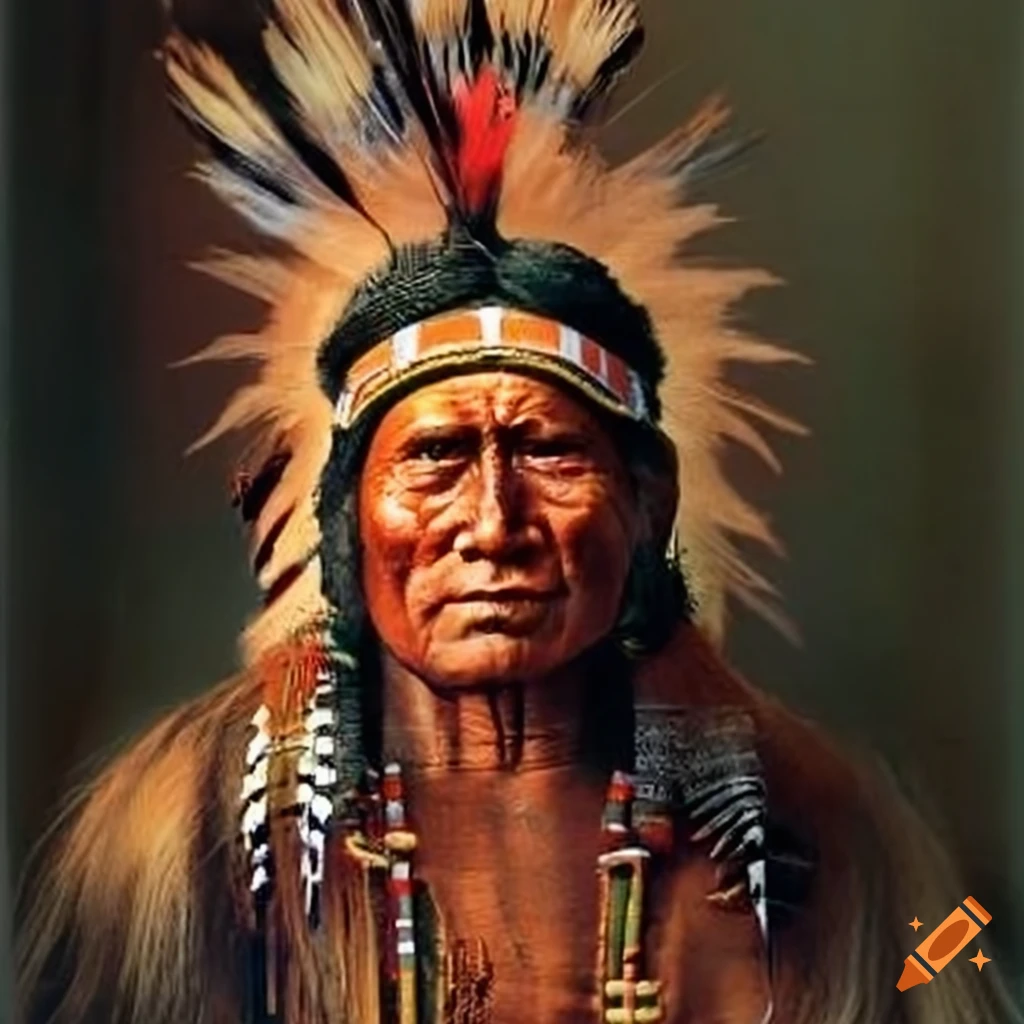 Portrait of opechancanough, paramount chief of the powhatan tribe