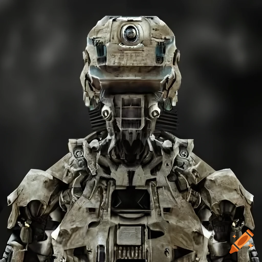 Concept art of a highly-detailed military robot on the battlefield on ...