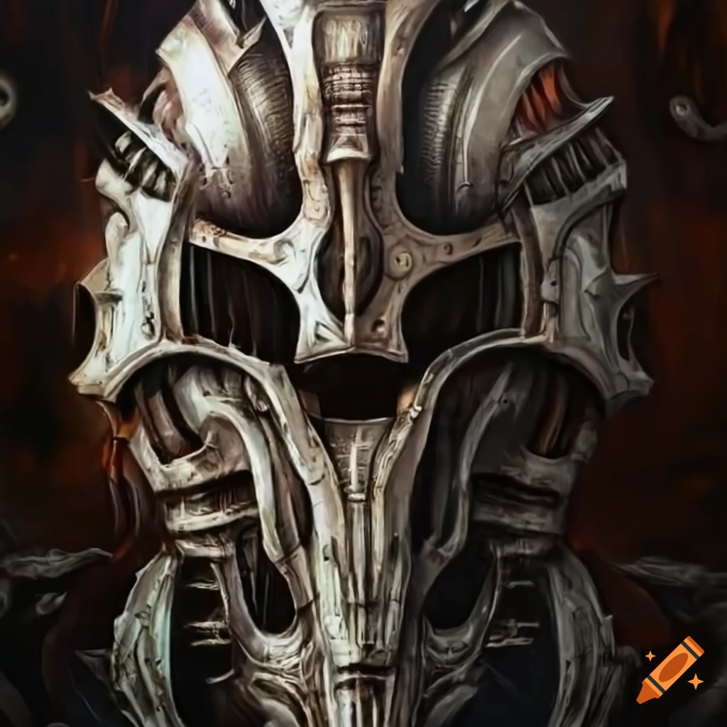 Biomechanical helm designed by h.r. giger on Craiyon