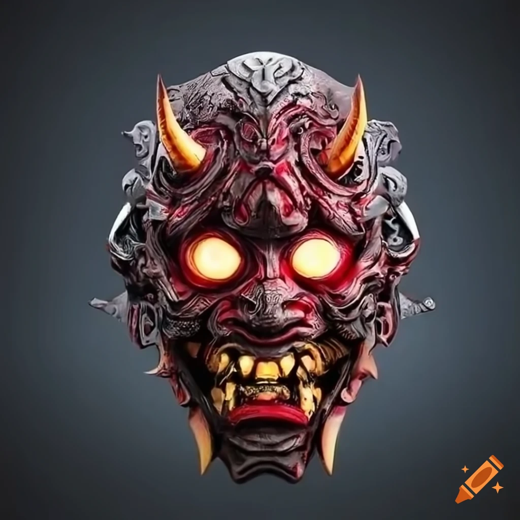 Intricately designed cyberpunk oni mask on Craiyon