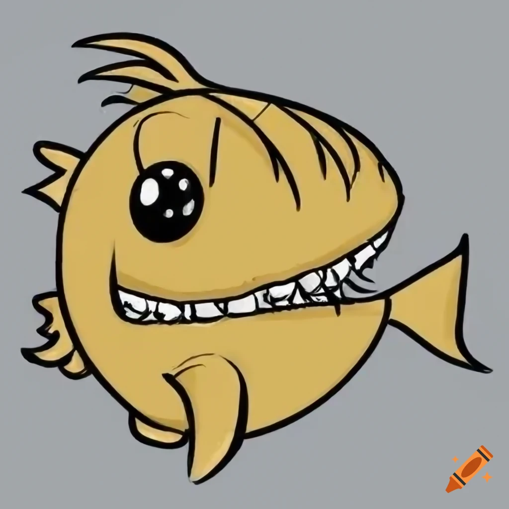 Comic logo of a laughing fish on Craiyon