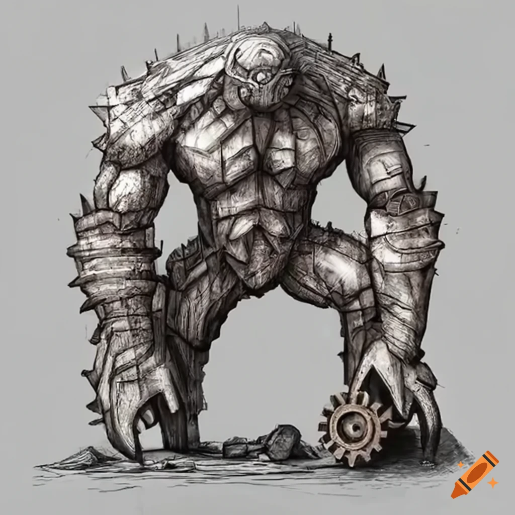 Steampunk wooden golem artwork on Craiyon