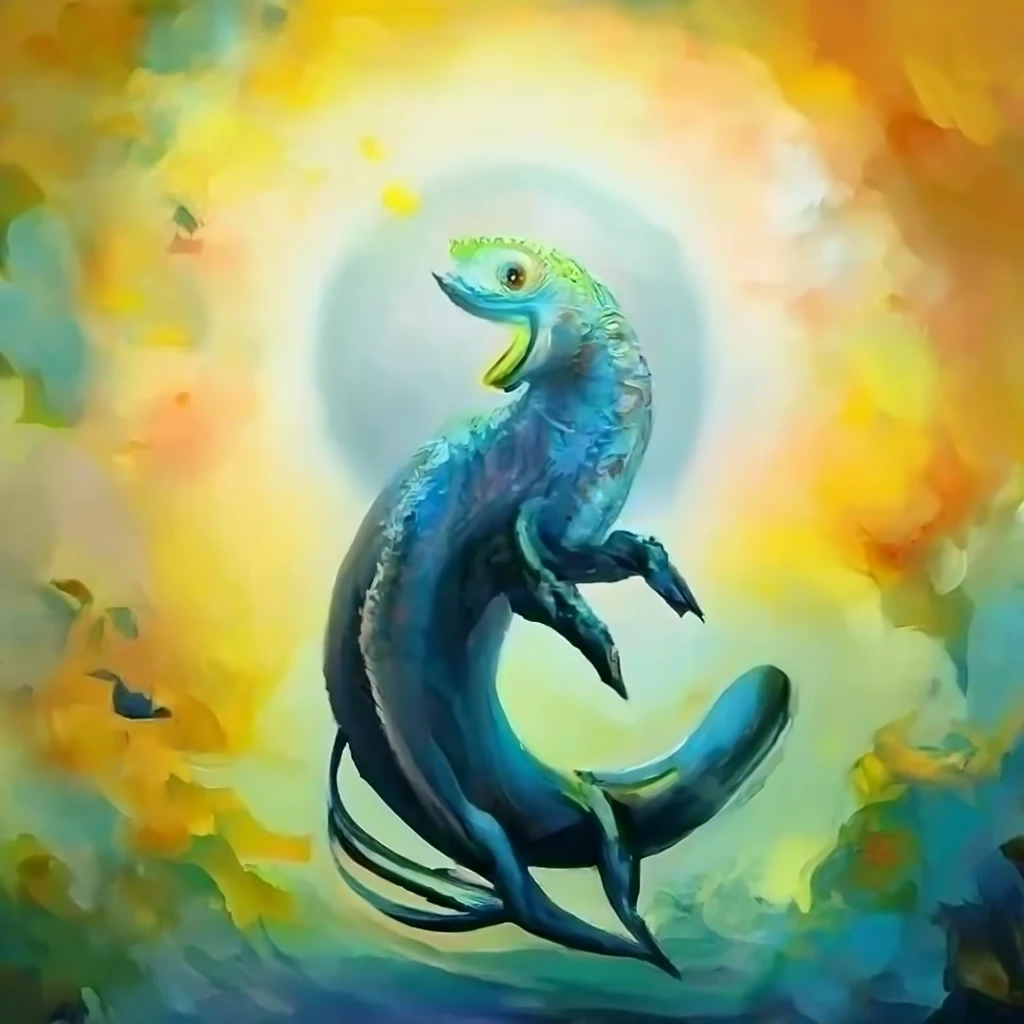Oil painting of an elegant aquatic mythical creature on Craiyon