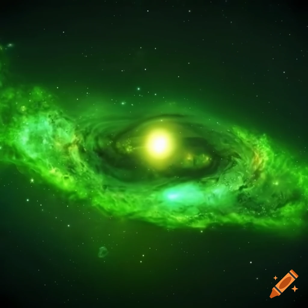 Space wallpaper with a green color palette on Craiyon