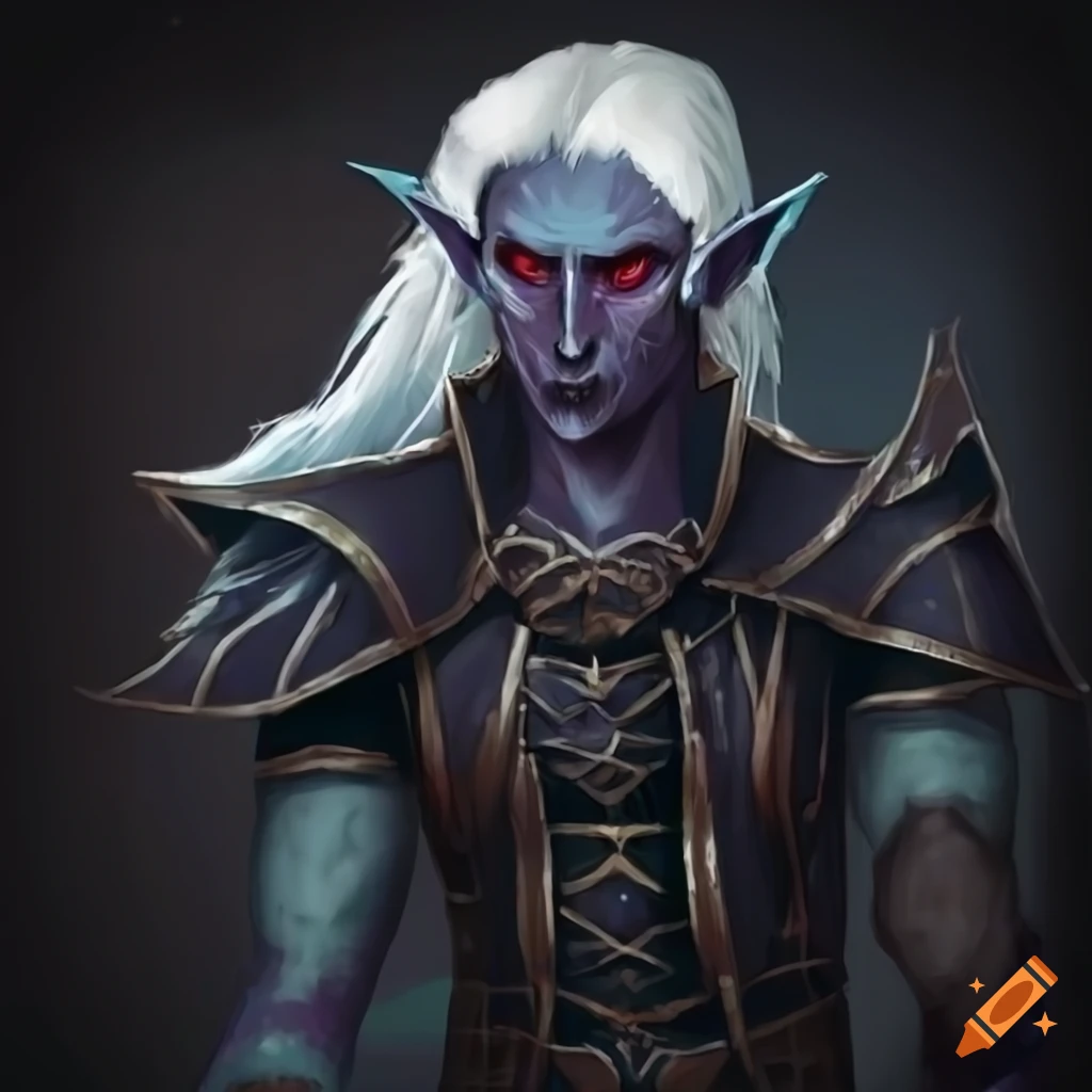 Drow elf with magical orb on a cliff on Craiyon