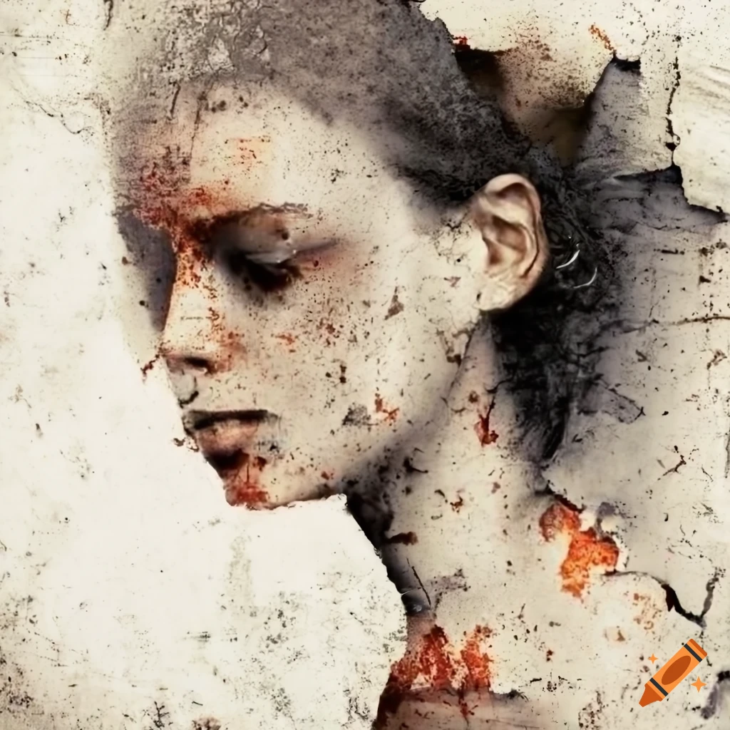 Grunge portrait of a model with a half-obscured face on Craiyon