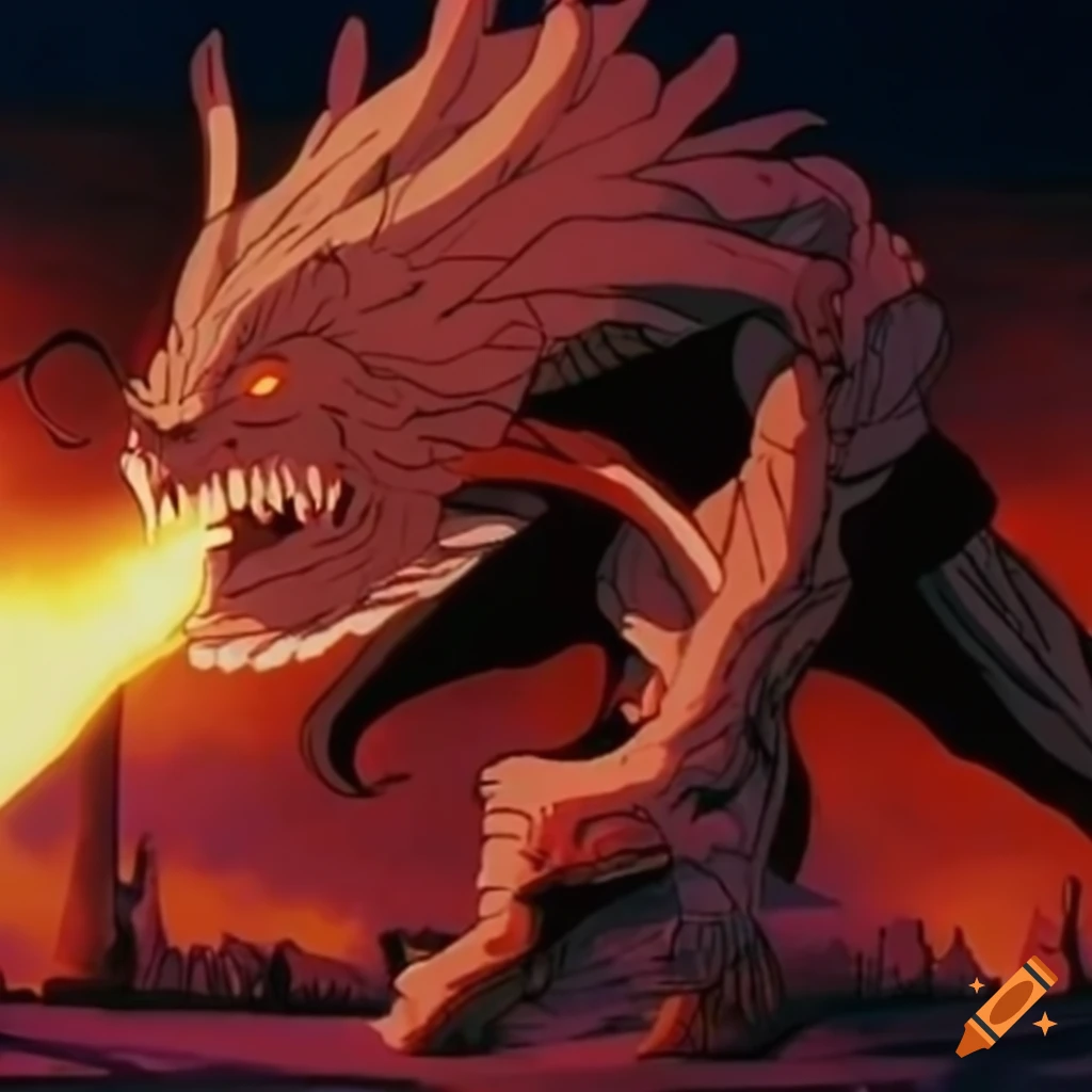 Anime depiction of the balrog from the lord of the rings on Craiyon