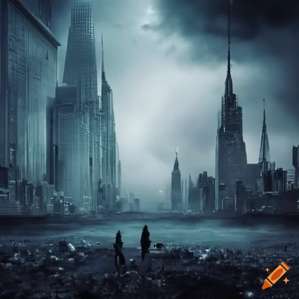 Dark cityscape with space sky on Craiyon