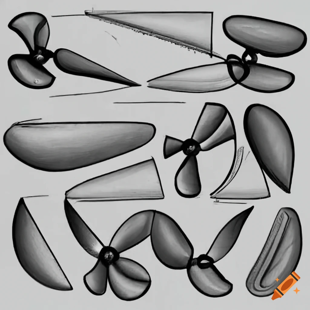 Rotating propellers in a minimalist design on Craiyon