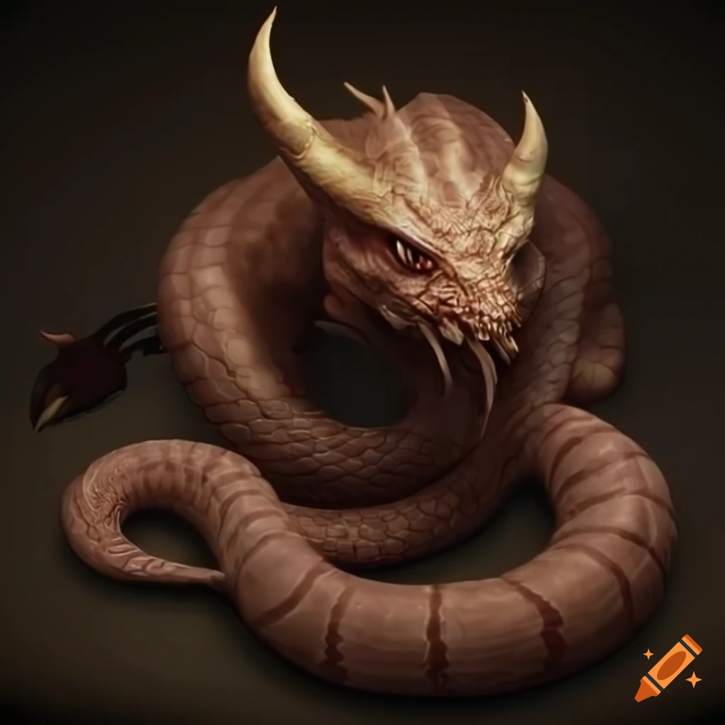 Realistic rendering of a horned serpent on Craiyon