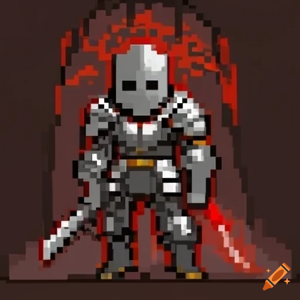 8-bit knight character on Craiyon