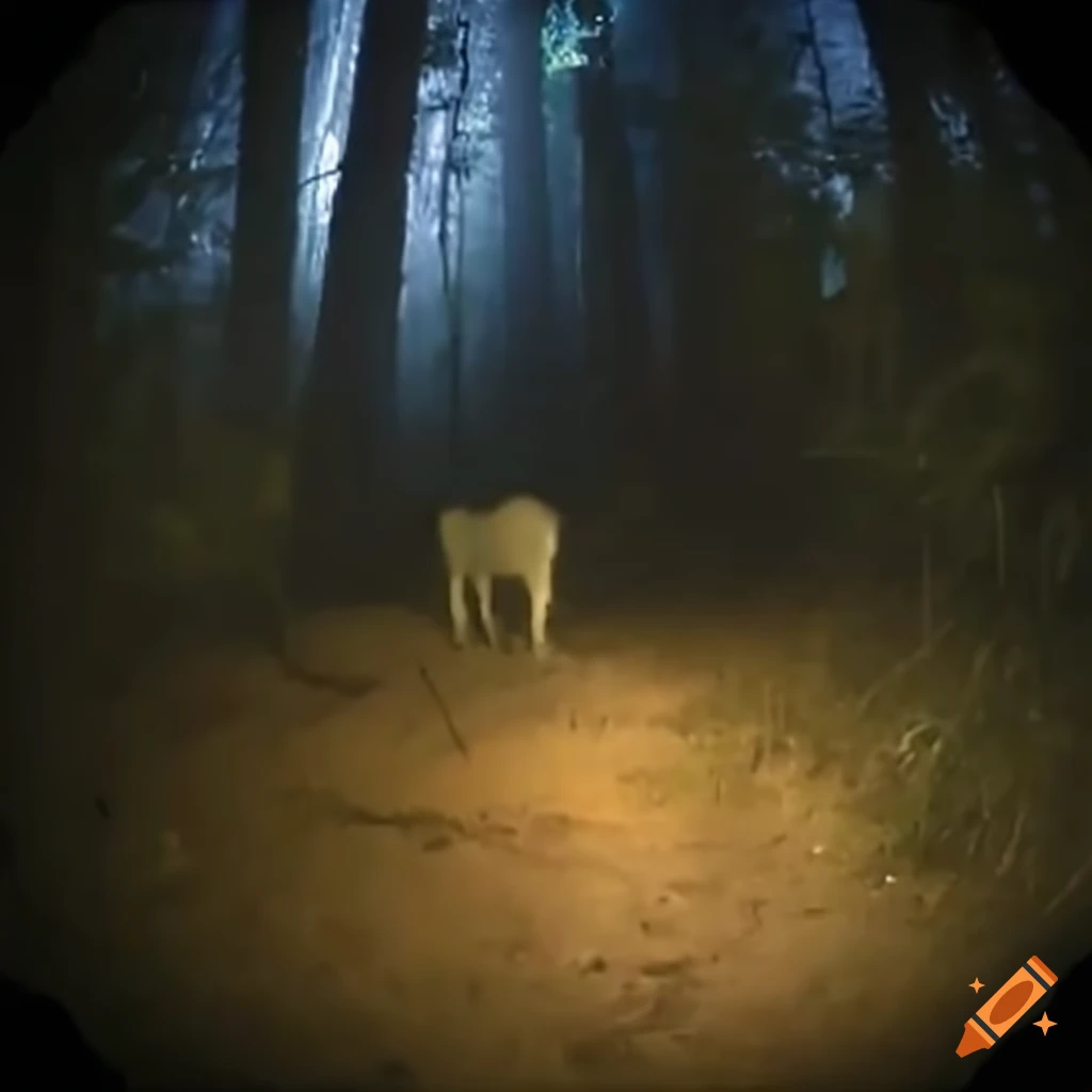 Night vision footage of mysterious creature in the forest on Craiyon