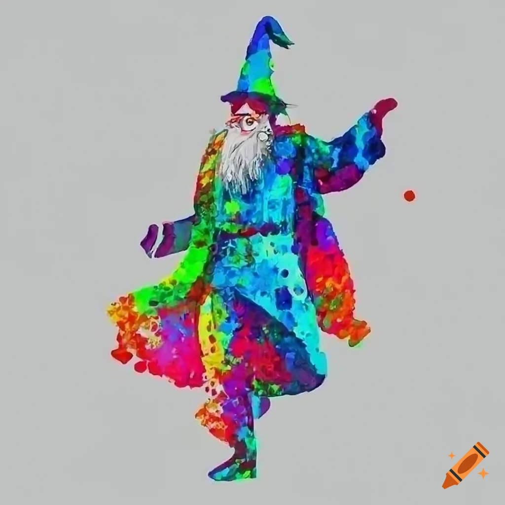 Sketch line pop art of a dancing male wizard on Craiyon