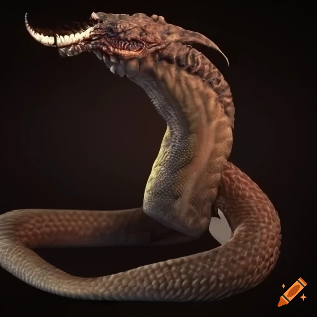 Realistic rendering of a horned serpent on Craiyon