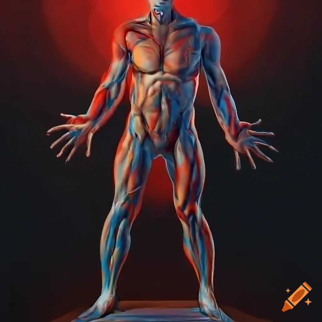 Colorful digital illustration of a twisted human body on Craiyon