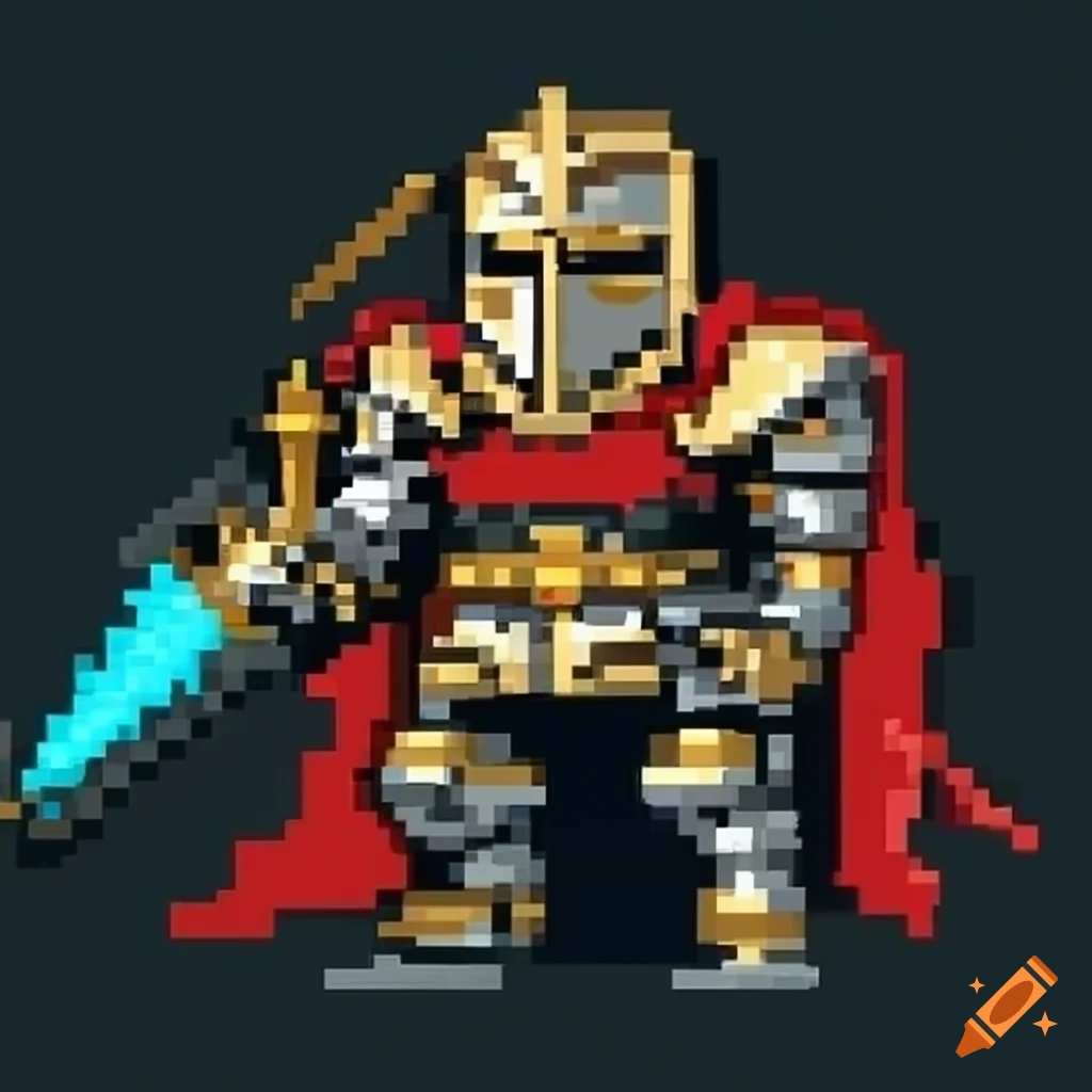8-bit knight character on Craiyon
