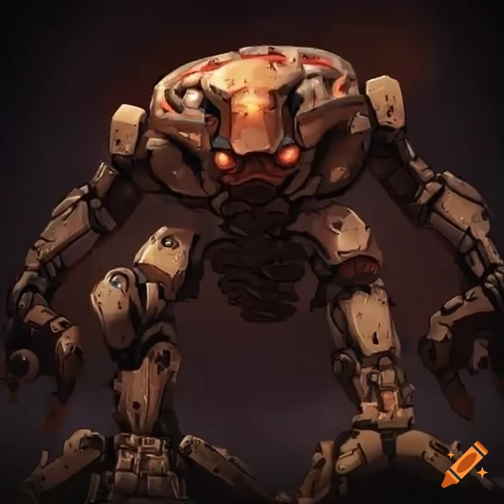 Powerful mech-like monster with intimidating arms on Craiyon