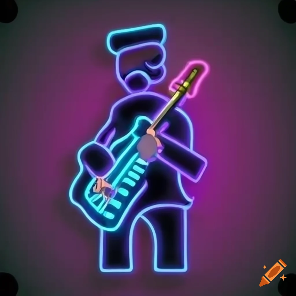 Neon cartoon musician profile picture