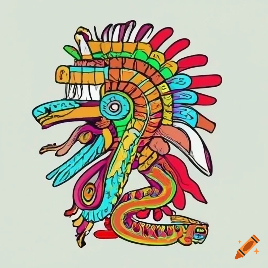 Artwork of kukulkan, the feathered serpent god on Craiyon