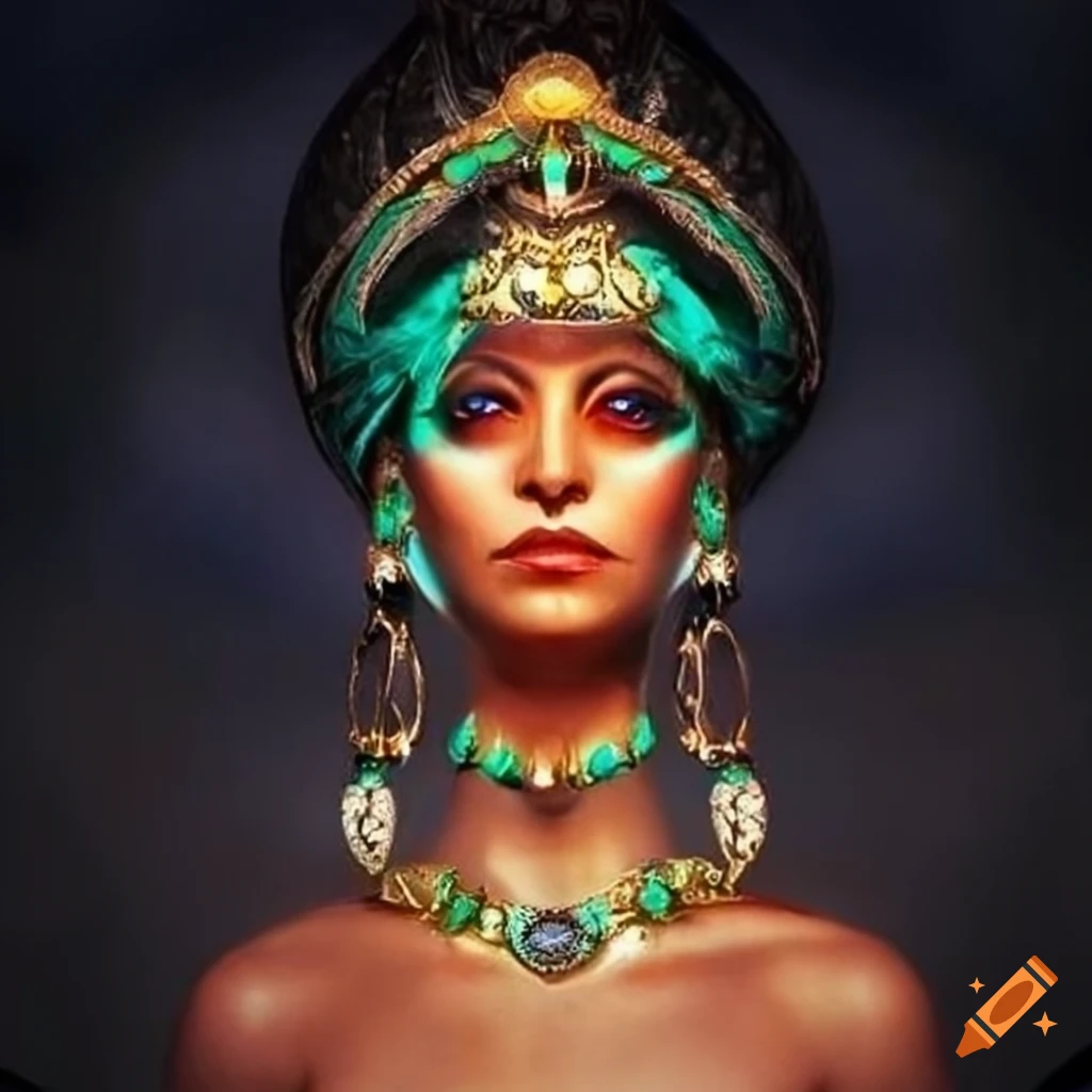 Detailed illustration of a peruvian female genie