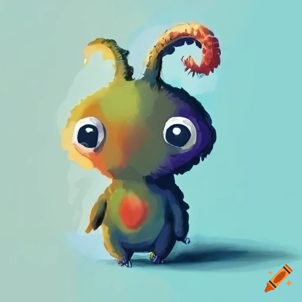 Cute 2d creature drawing inspired by pikmin and ghibli art style on Craiyon