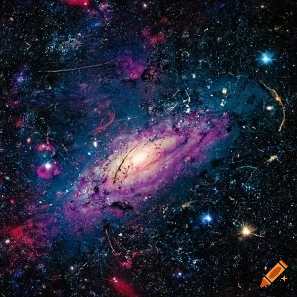 Jackson Pollock style painting of a galaxy on Craiyon