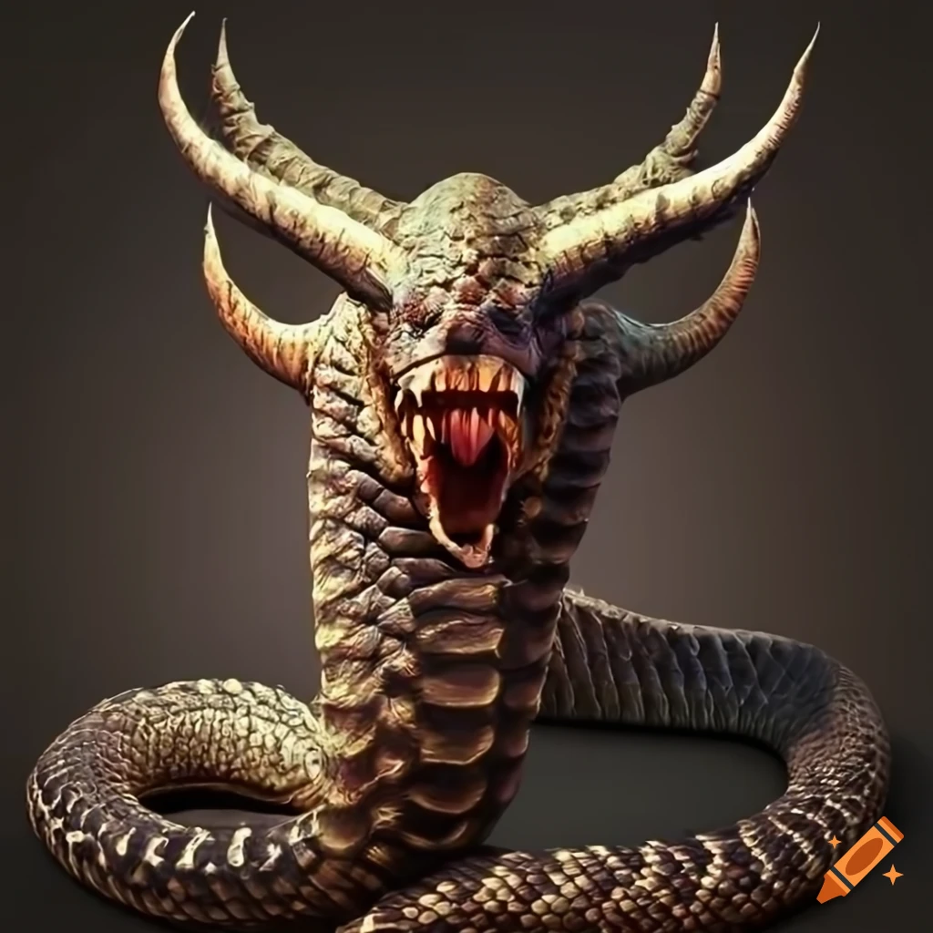 Realistic 3d render of a horned serpent on Craiyon