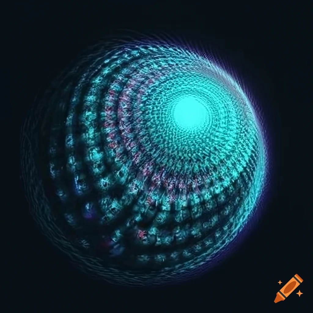 Digital art of a floating sphere with fractal patterns