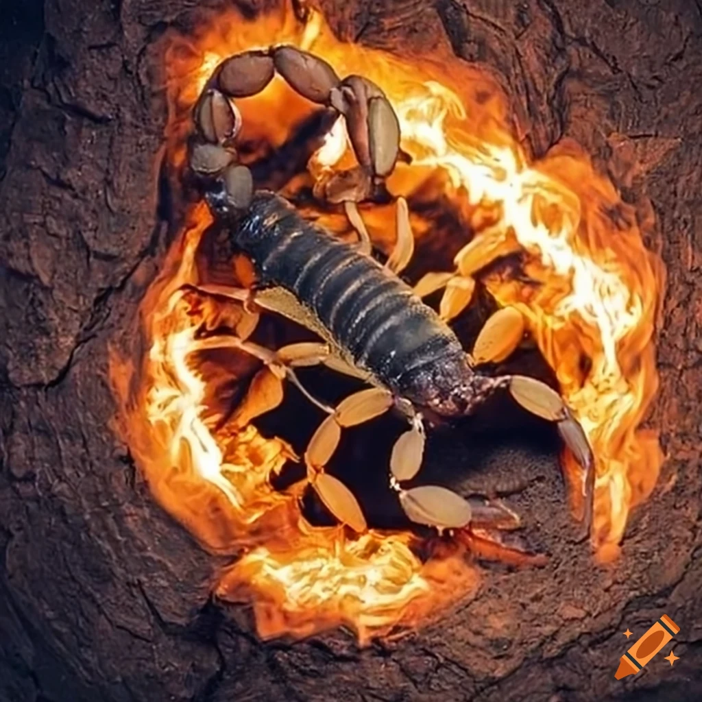 Image of a scorpion surrounded by fire on Craiyon