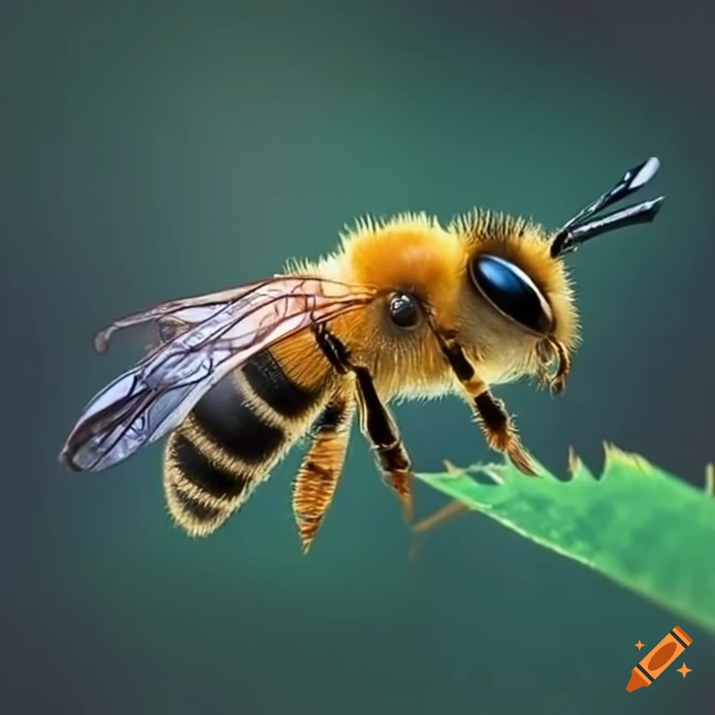 Close-up of a bee on Craiyon