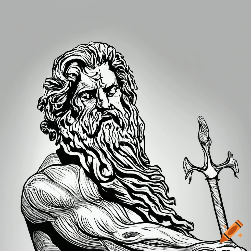 Ink illustration of Zeus on Craiyon
