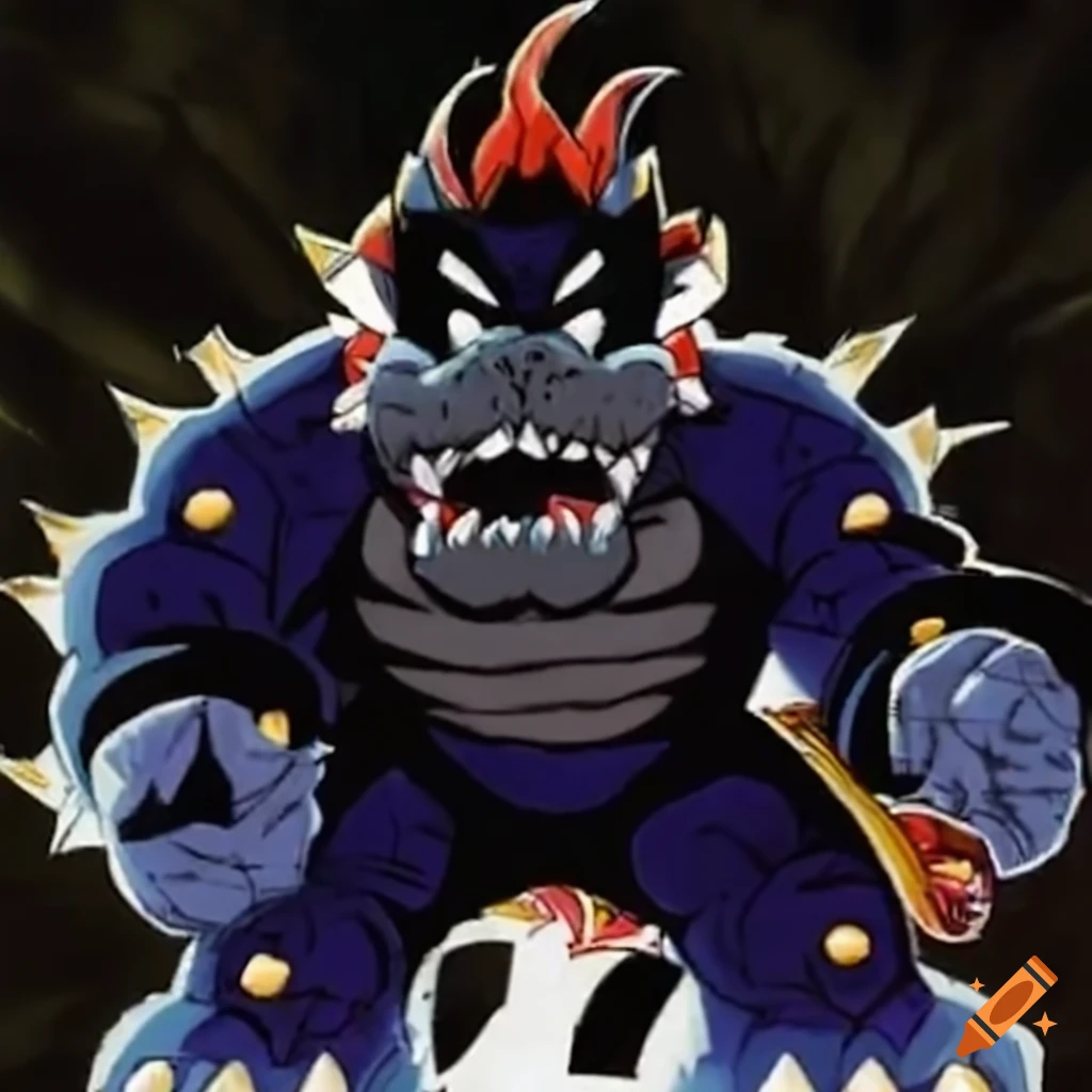 Dark bowser in an 80-90's anime style