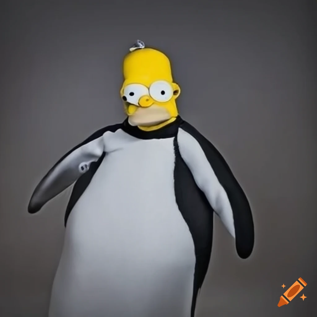 Homer Simpson dressed as a penguin on Craiyon