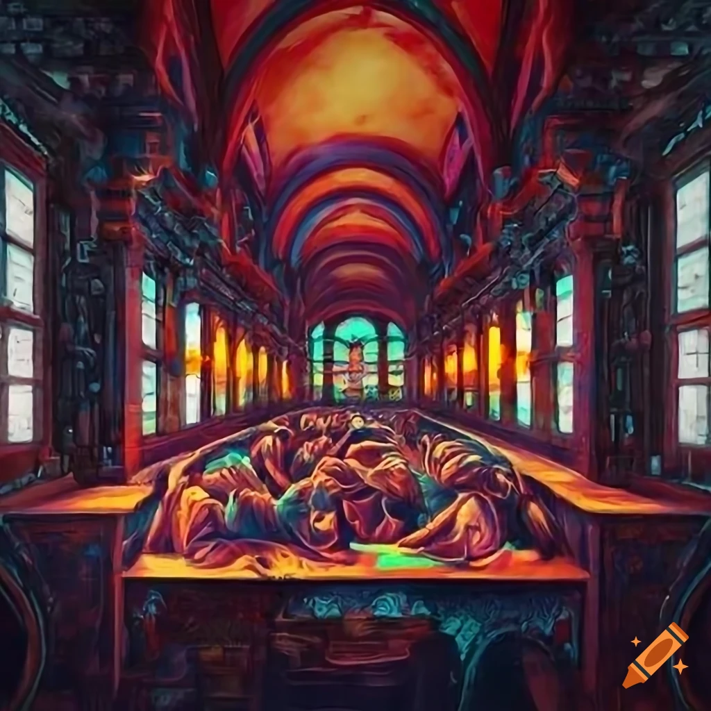 Ultra detailed last supper mural by leonardo da vinci