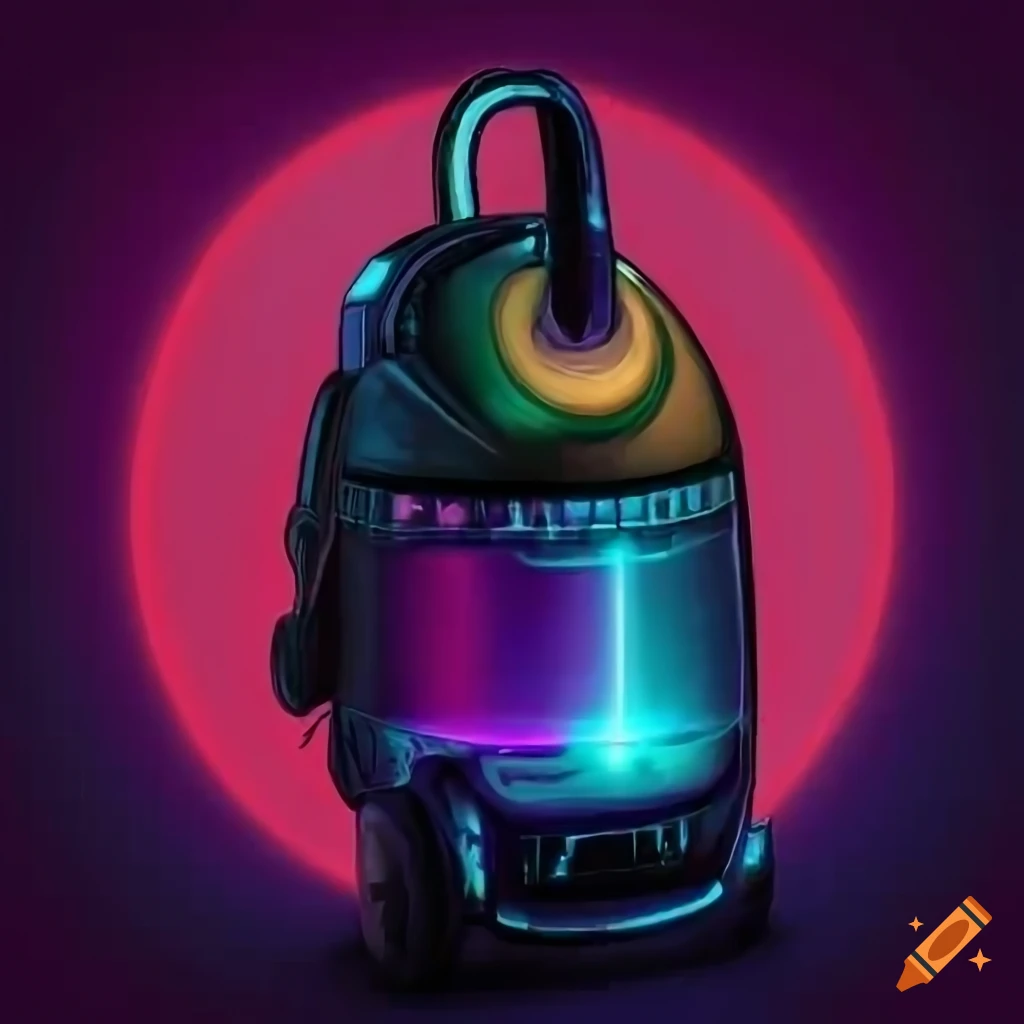 Vibrant digital artwork of a futuristic vacuum cleaner on Craiyon