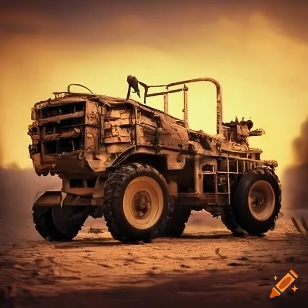 Post-apocalyptic farm-inspired vehicles on Craiyon