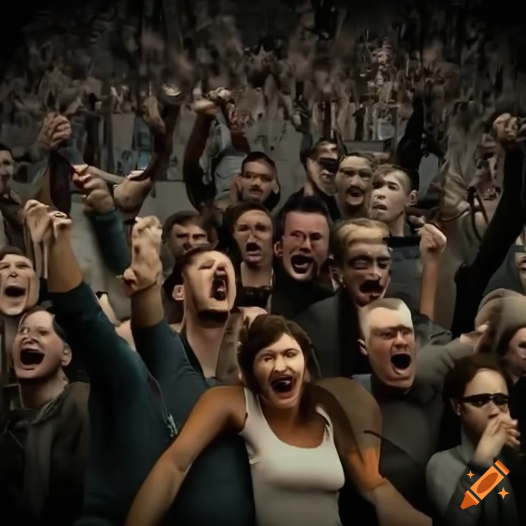 Crowd celebrating the release of Half-Life 3 on Craiyon