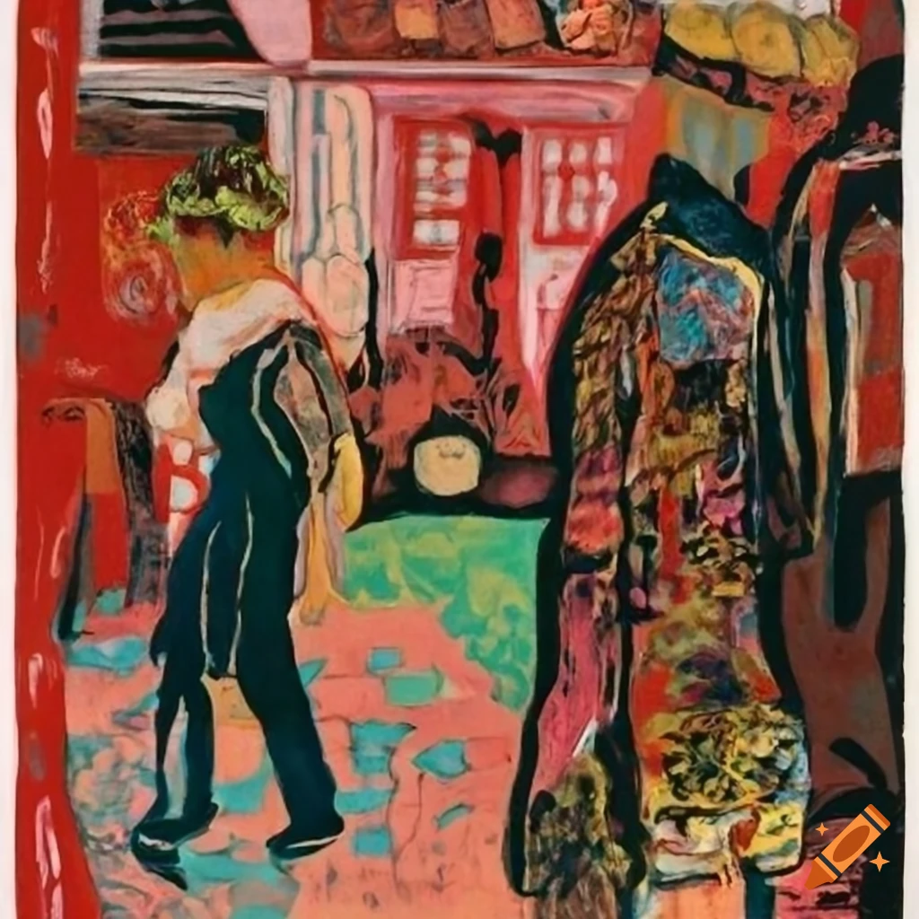 Colorful lino print collage inspired by Jan Voss and Pierre Bonnard on ...