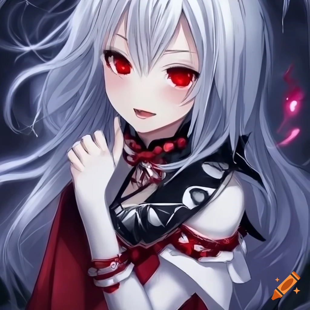 Vampire White Hair Red Eyes Anime Girl